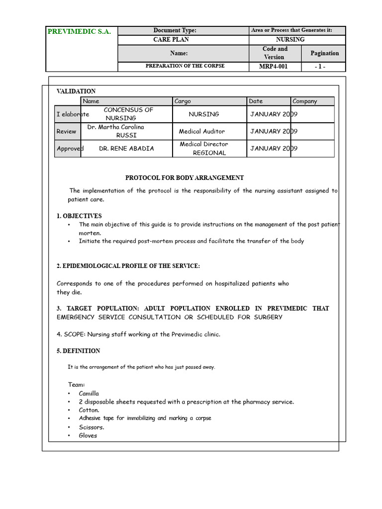 Plan for the Arrangement of the Corpse | PDF | Morgue | Medicine