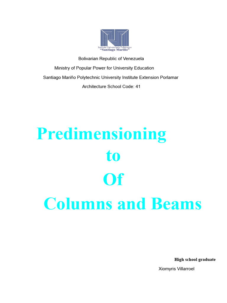 Pre-Dimensioning of Columns and Beams | PDF | Bending | Beam (Structure)