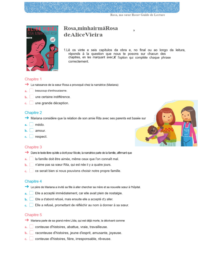 Guide de Lecture : Rosa, ma sœur Rosa | PDF