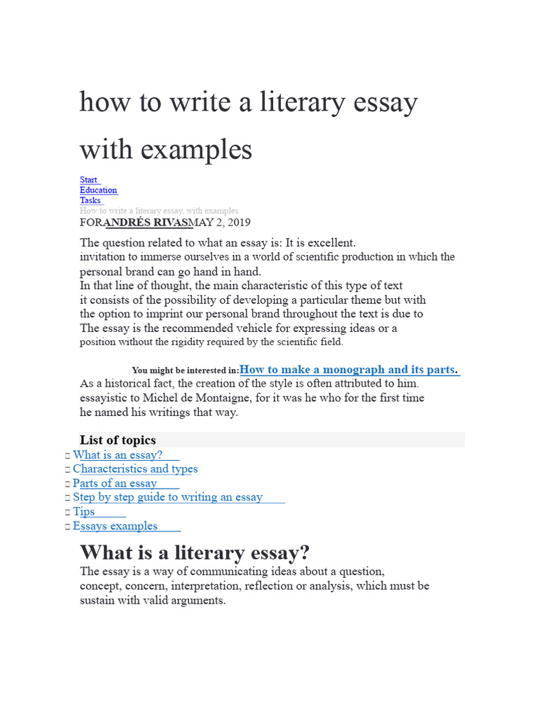 How to Write a Literary Essay Guide | PDF | Essays | Argument