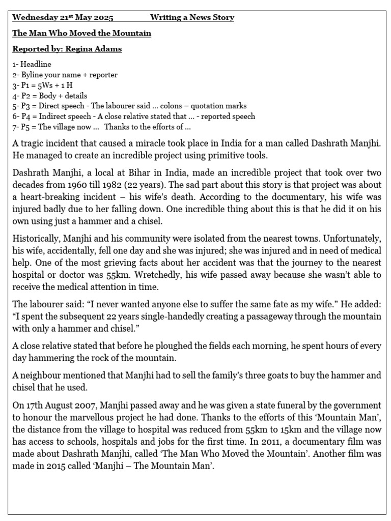 Writing a News Story 24-25 | PDF