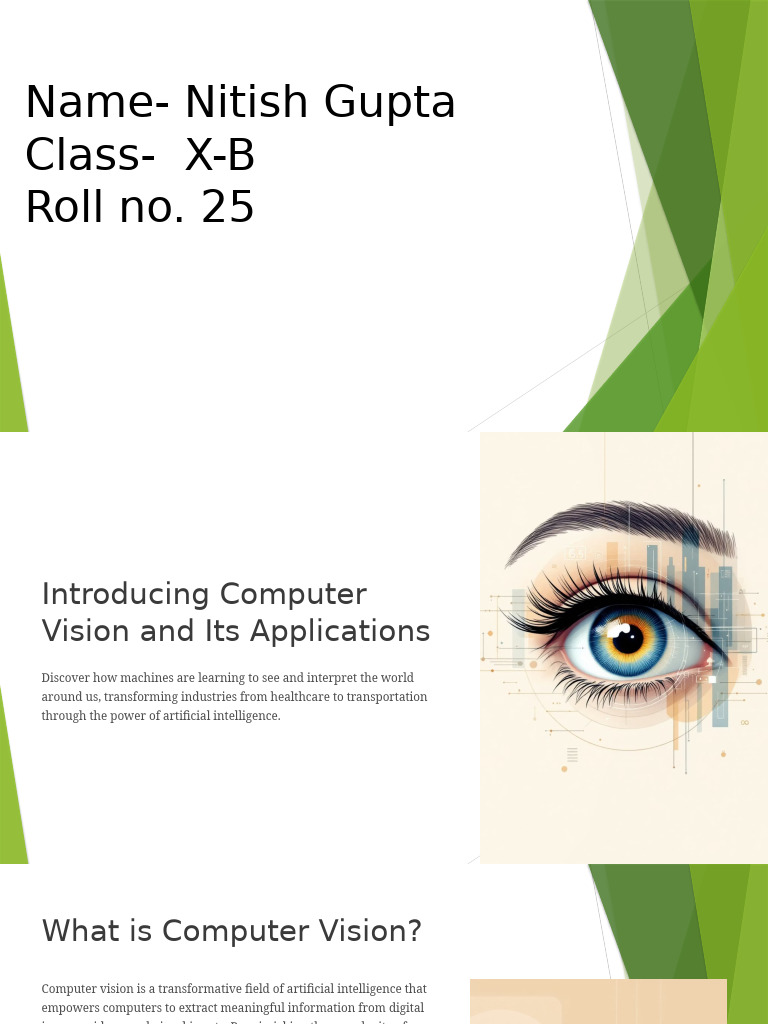 Presentation on Computer Vision | PDF | Computer Vision | Cognitive Science