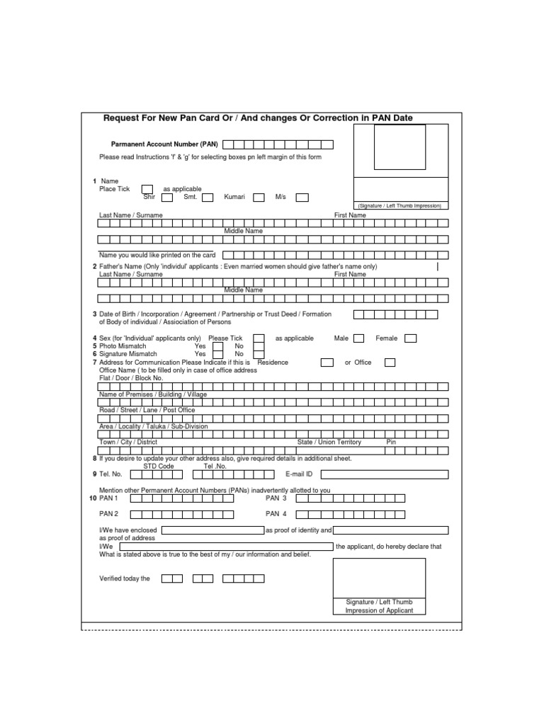 Pan Form | PDF | Identity Document | Government Information