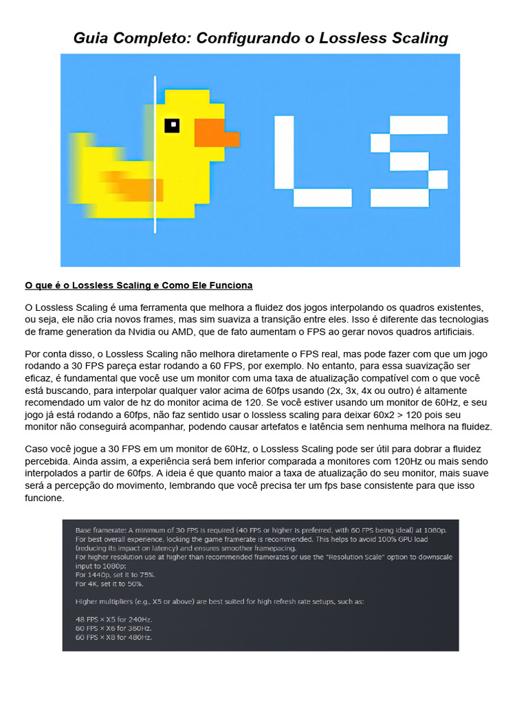 LossLess Scaling | PDF | Unidade central de processamento | Quadrados por segundo