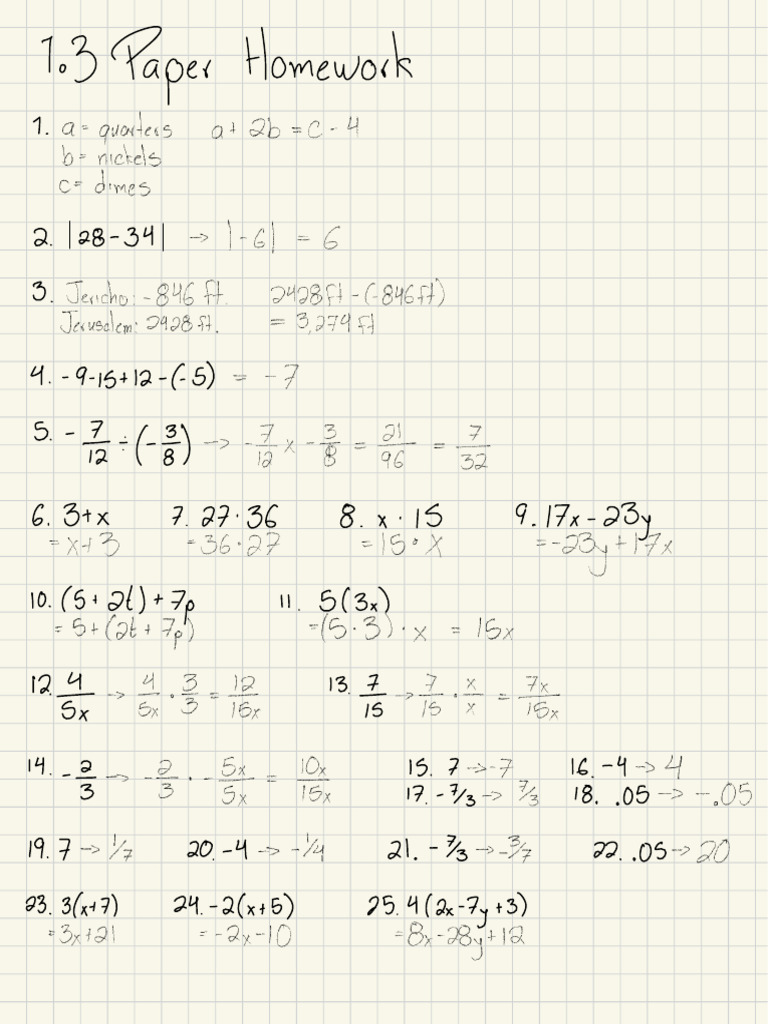 Math 100B 1.3 Paper Homework | PDF