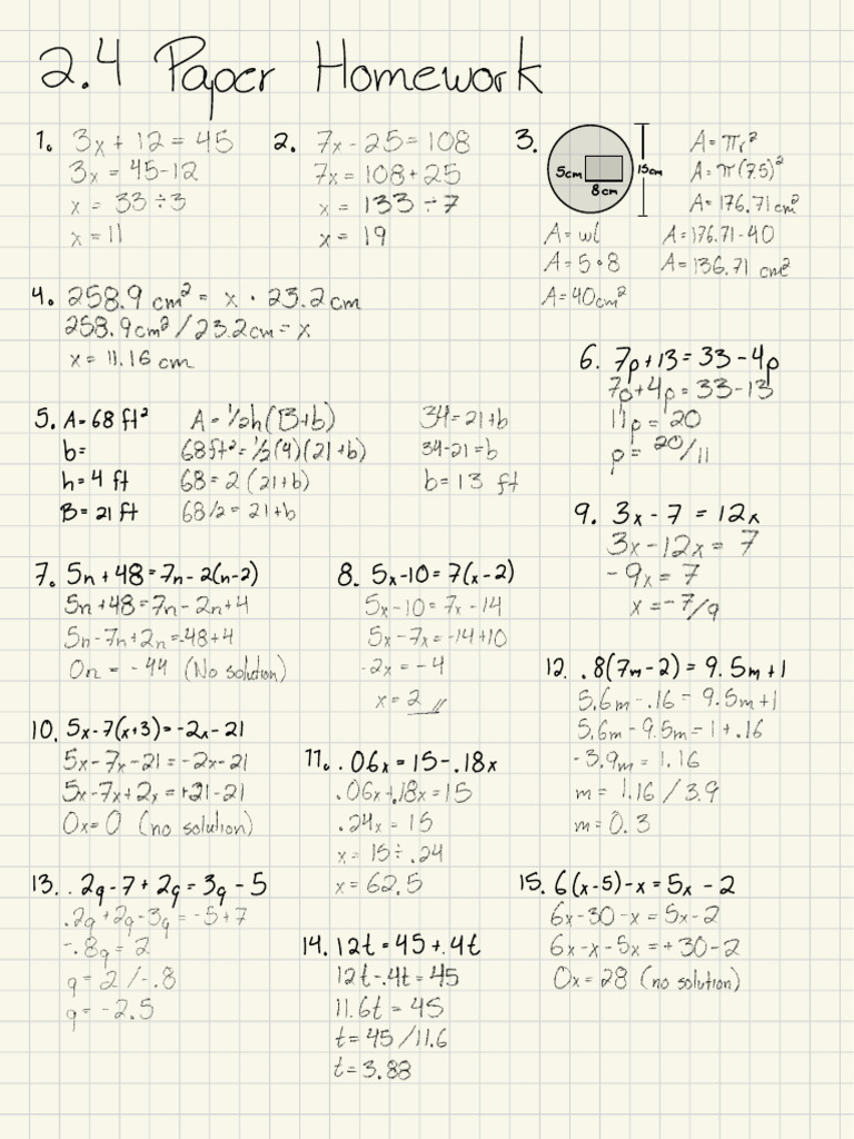 Math 100B 2.4 Paper Homework | PDF