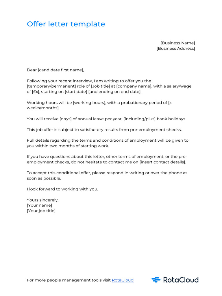 Job Offer Letter Template | PDF
