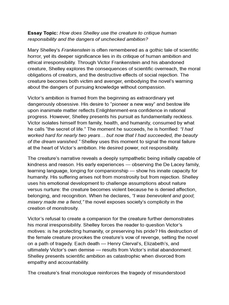 Shelley's Critique of Ambition in Frankenstein | PDF | Frankenstein