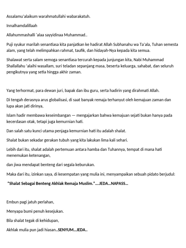 Bismillaah Teks Pidato Lomba!! | PDF