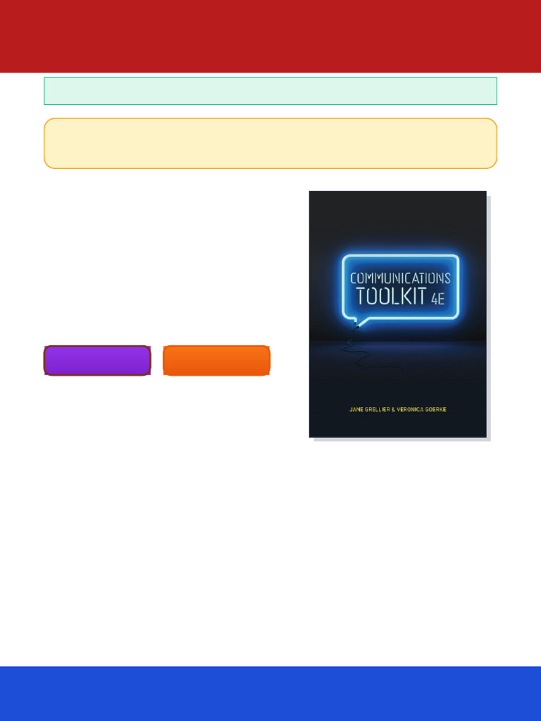 Communications Toolkit 4th Edition Jane Grellier Ebook HD PDF Version ...
