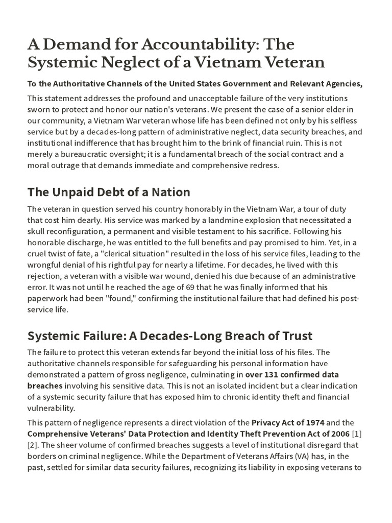 A Demand For Accountability The Systemic Neglect | PDF | Negligence ...