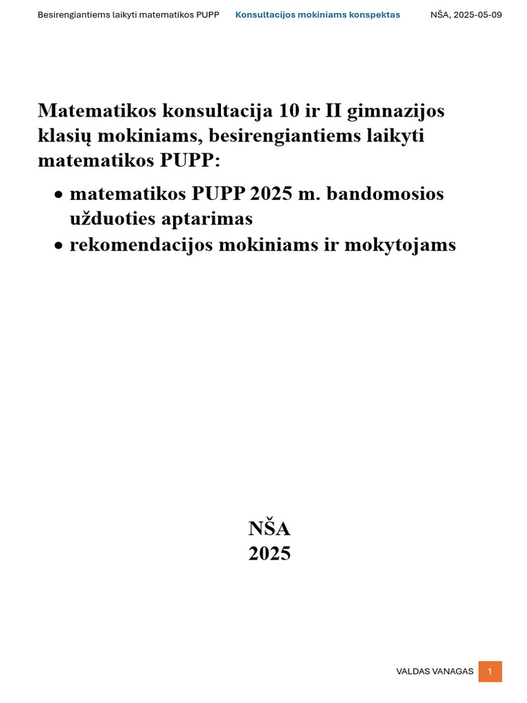 Pupp Konsultacija Mokiniams 2025-05-09 | PDF