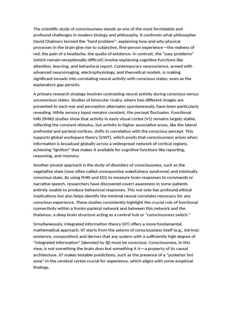 The Enigma of Consciousness From The Hard Problem To The Neuroscience ...