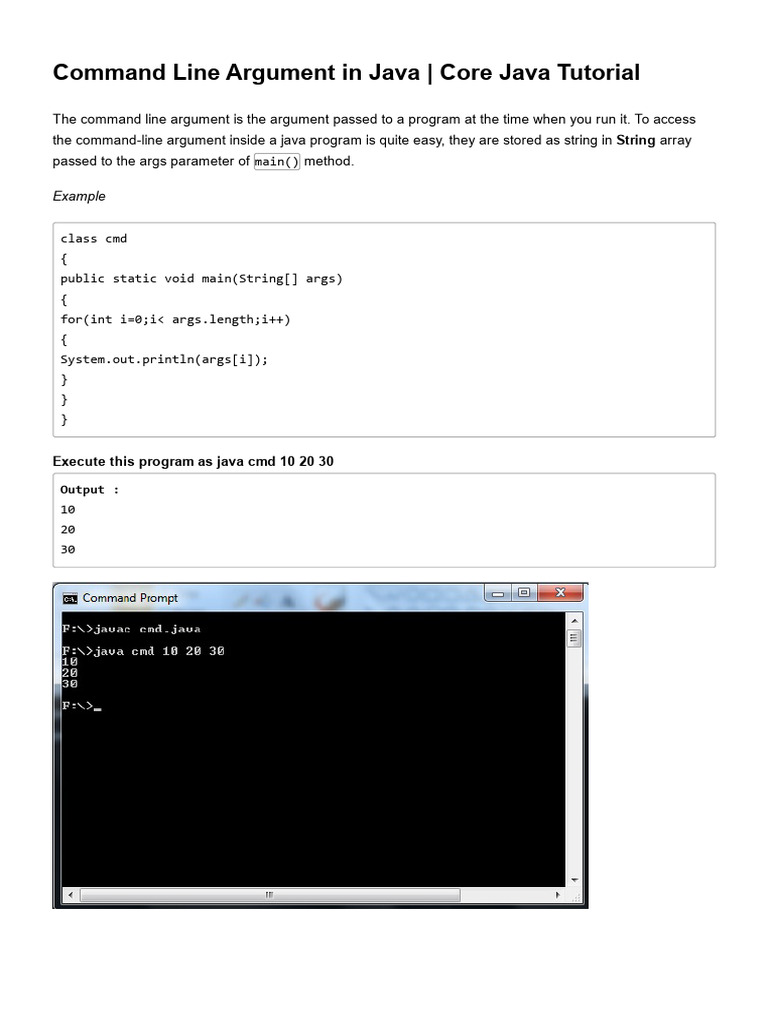 Command Line Argument in Java | PDF