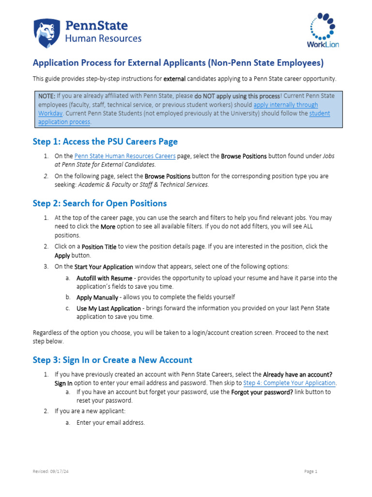 Penn State External Application Guide | PDF | Résumé | Social Security ...