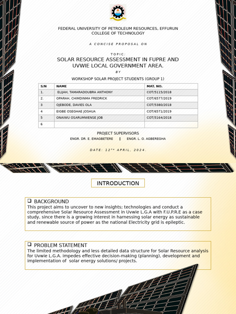 SOLAR RESOURCE ASSESSMENT PRESENTATION | PDF | Solar Power | Photovoltaics