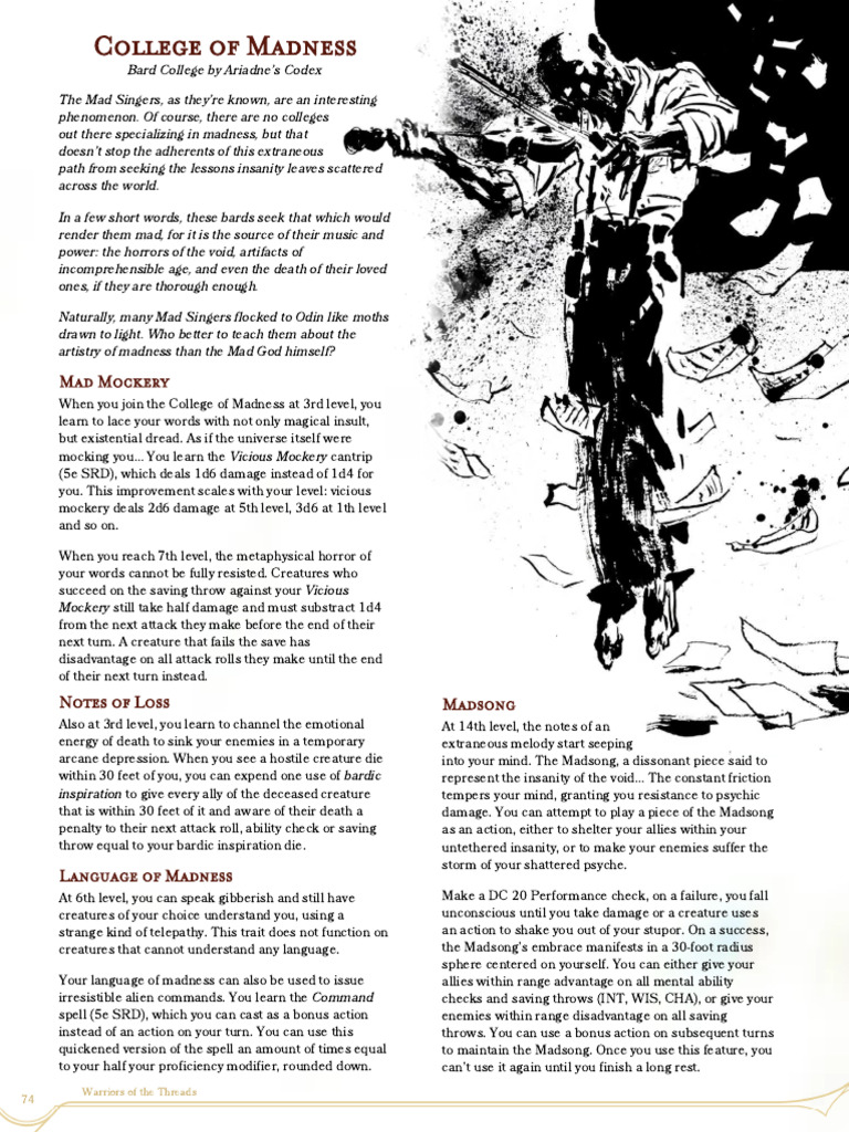 5E - College of Madness v.2.0 | PDF
