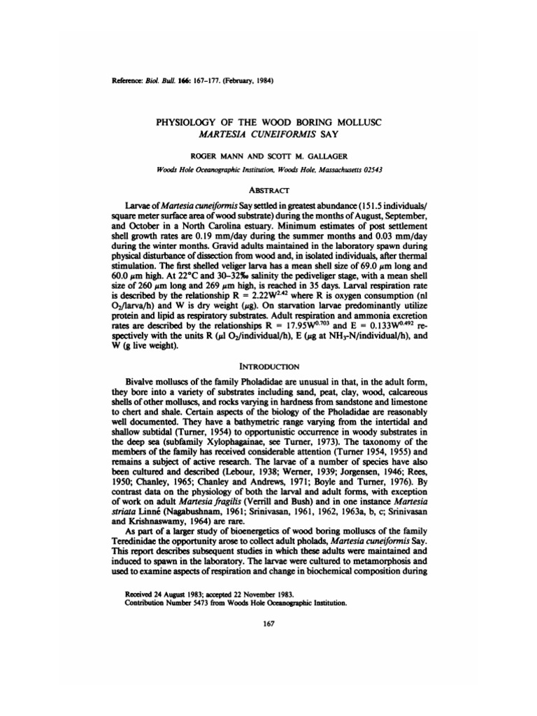 Physiology of Martesia Cuneiformis | PDF | Proteins | Biochemistry
