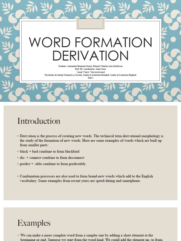 Word Formation - Derivation 1234 | PDF | Grammar | Linguistic Morphology