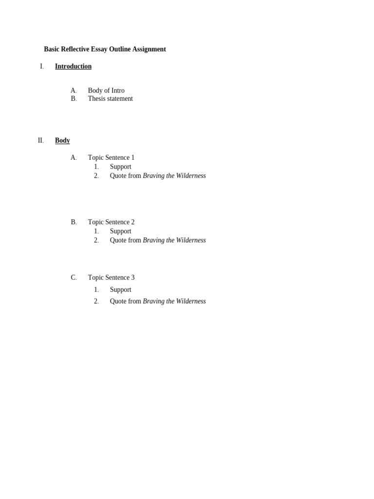 Vvrxh-Basic Reflective Essay Outline Template | PDF