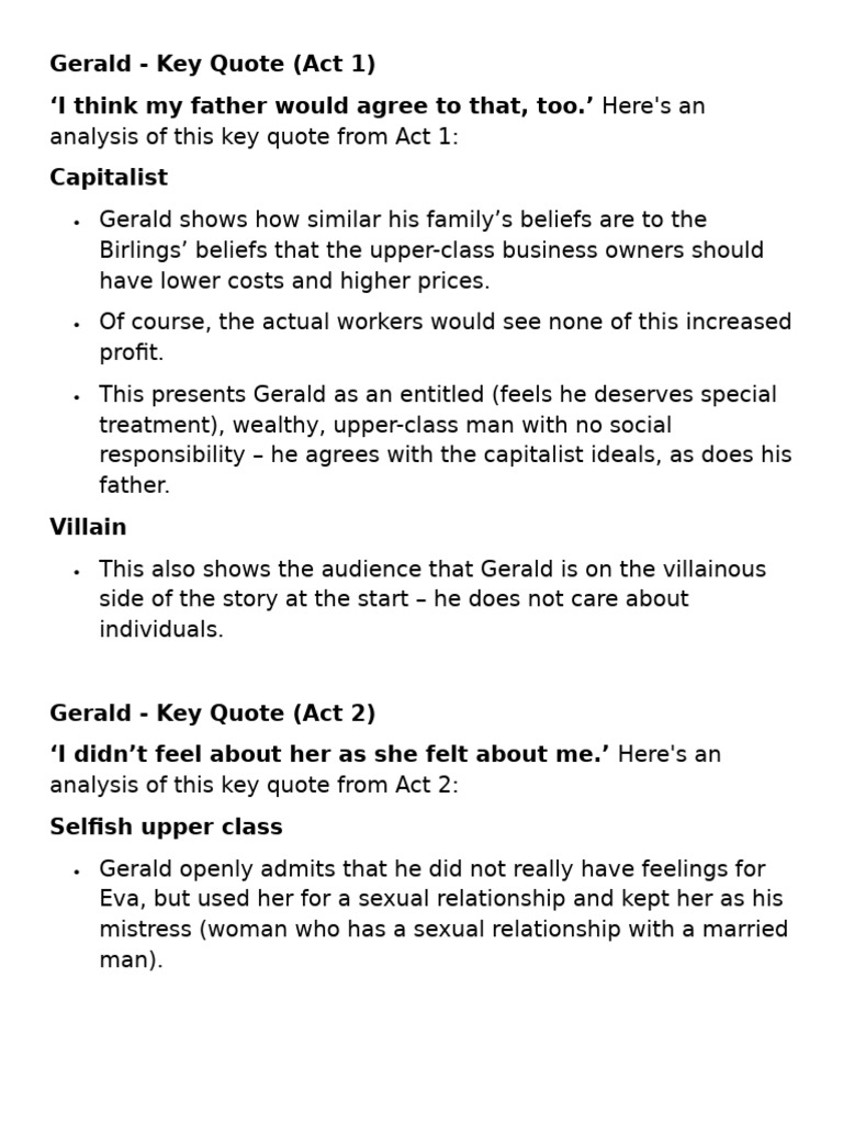 Gerald's Key Quotes | PDF