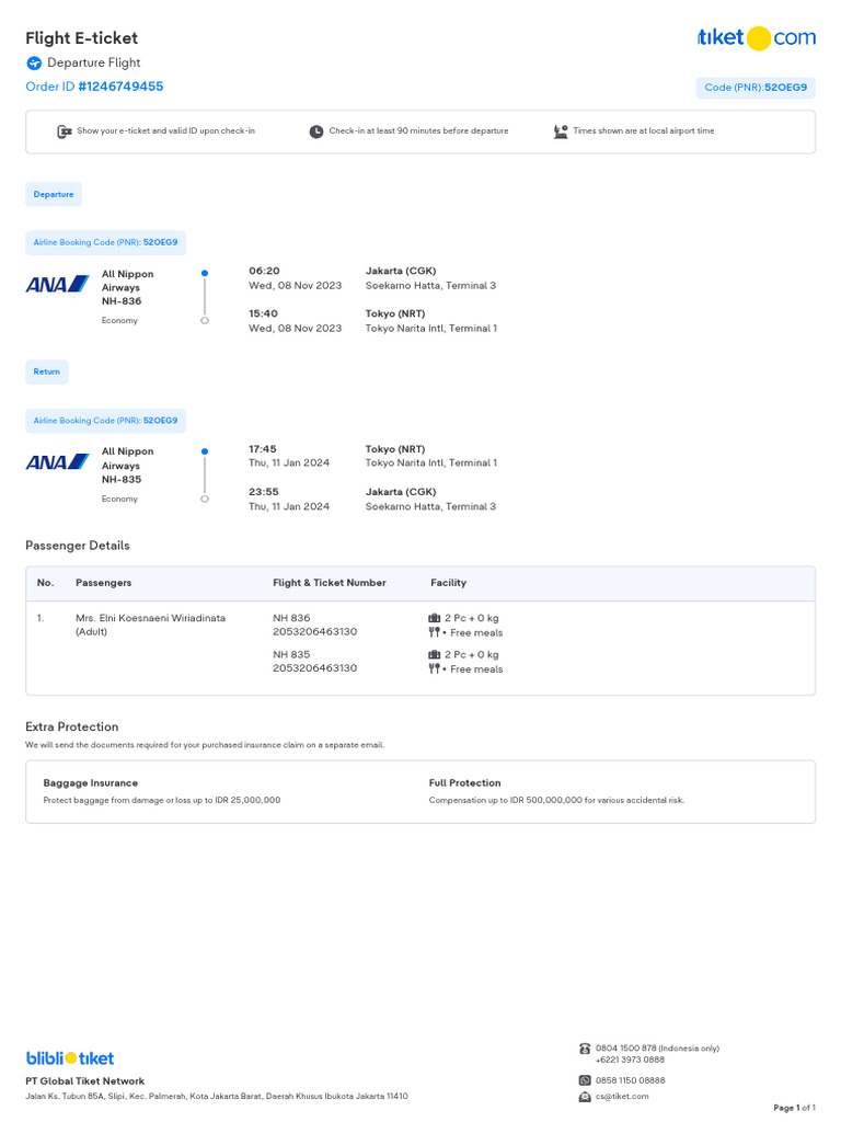 Flight E-Ticket - Order ID - 1246749455 - GQEYDN | PDF | Aviation