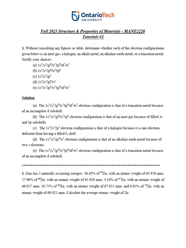 Electron Configurations and Material Properties | PDF | Crystal ...
