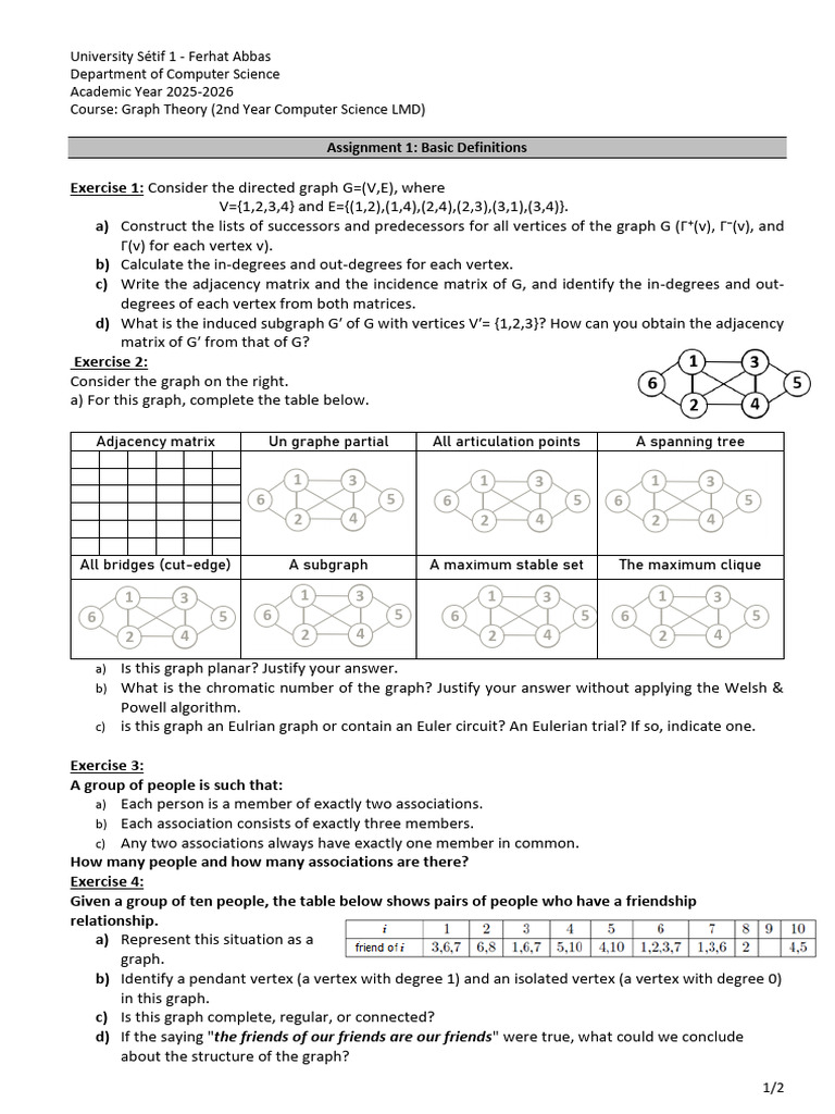 Graph Theory Assignment Overview | PDF | Vertex (Graph Theory ...