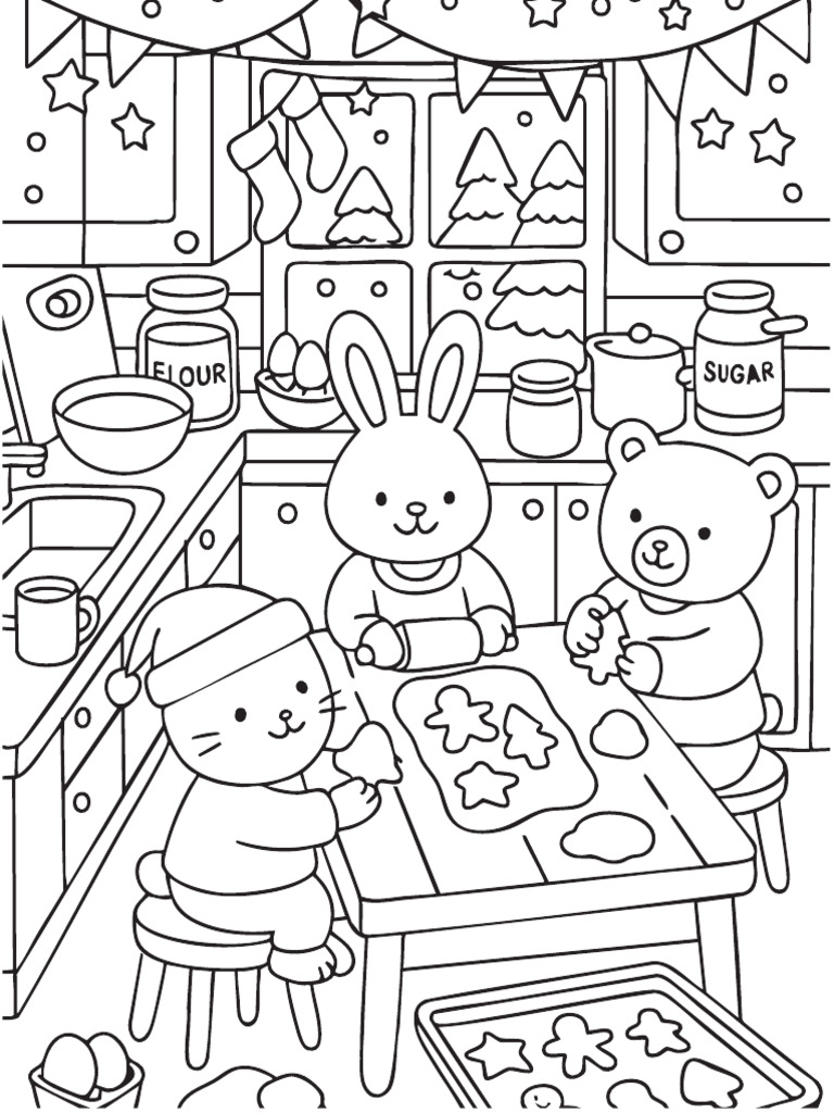 Cozy Christmas Friends Coloring Pages | PDF