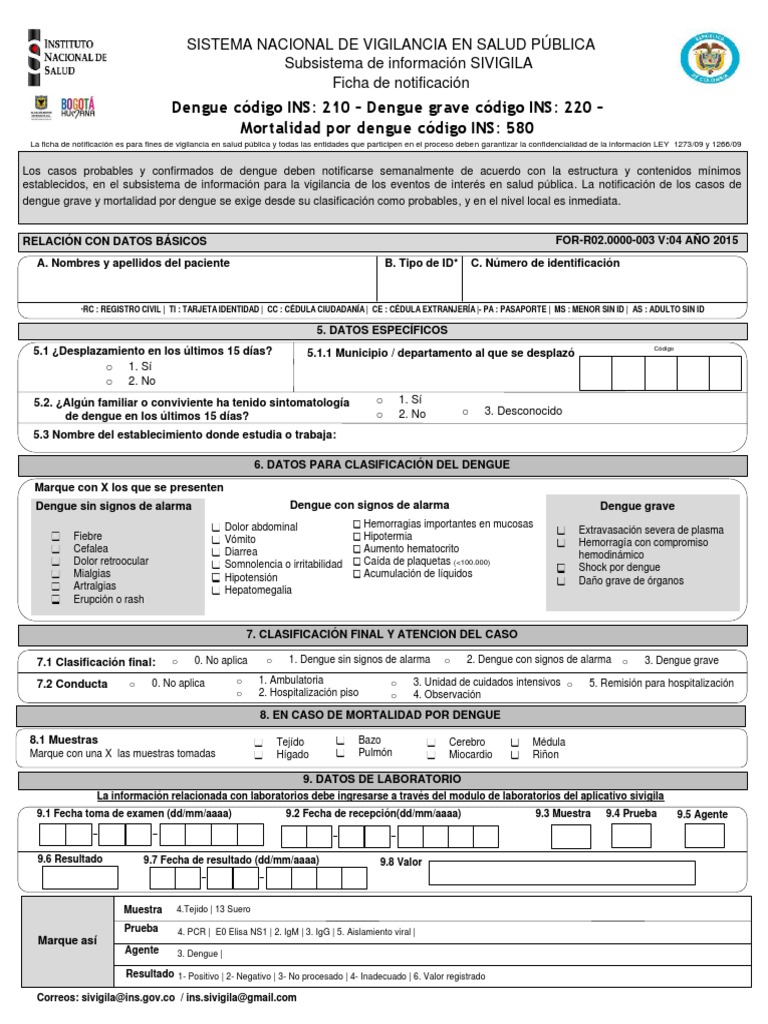 Ficha Dengue Grave | PDF | Diarrea | Medicina CLINICA