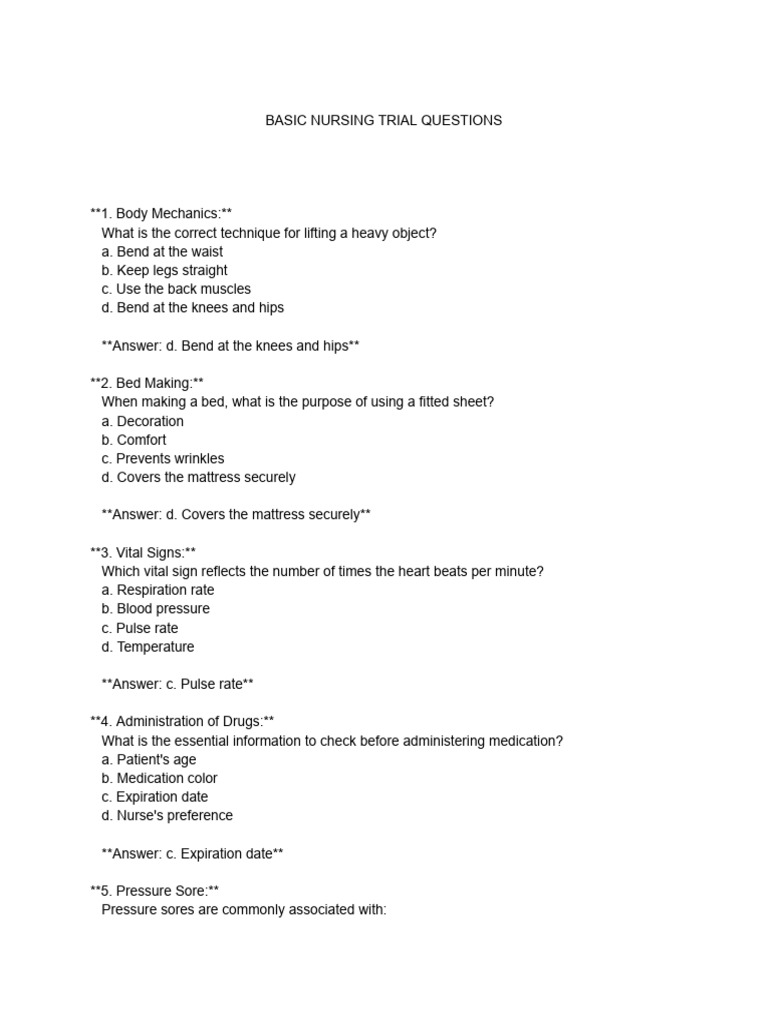 Essential Nursing Trial Questions Guide | PDF | Medical Specialties ...