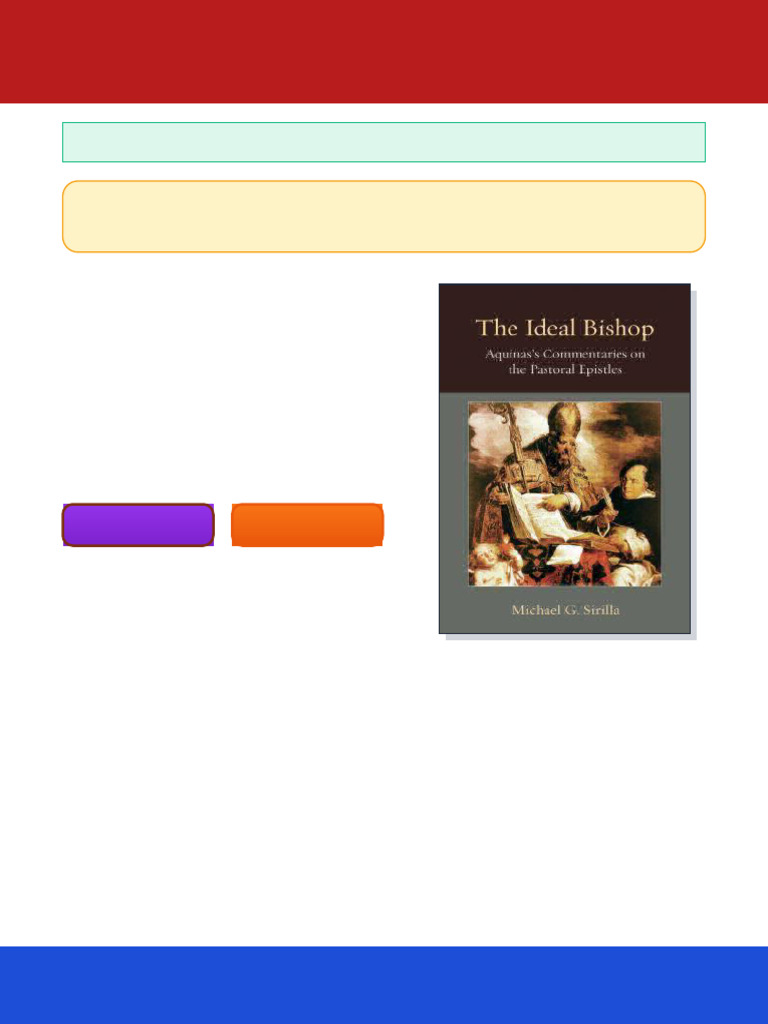 The Ideal Bishop Aquinas S Commentaries On The Pastoral Epistles ...