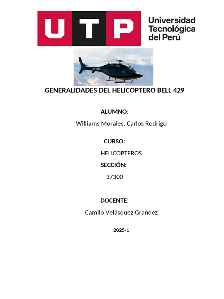 Generalidades del Helicóptero Bell 429 | PDF | Helicóptero | Aeronave