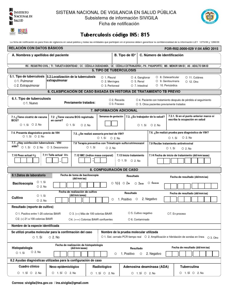 Ficha Tuberculosis Pulmonar | Tuberculosis | Diagnostico medico
