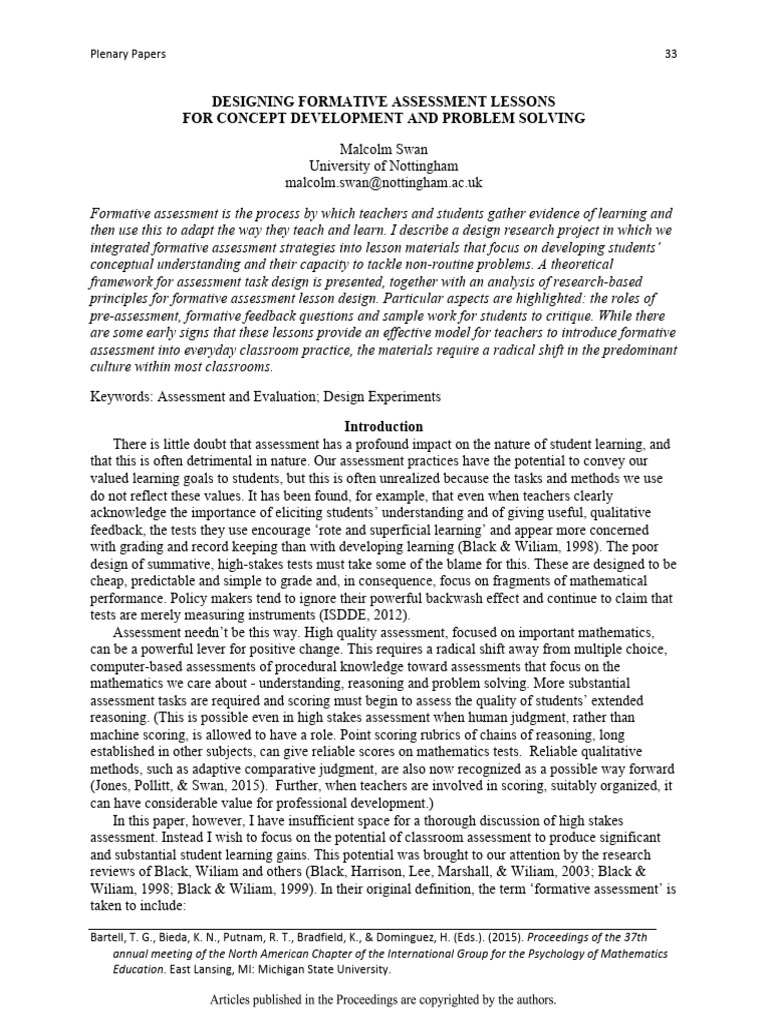 Developing Formative Assessment Learning Pdf Educational Assessment