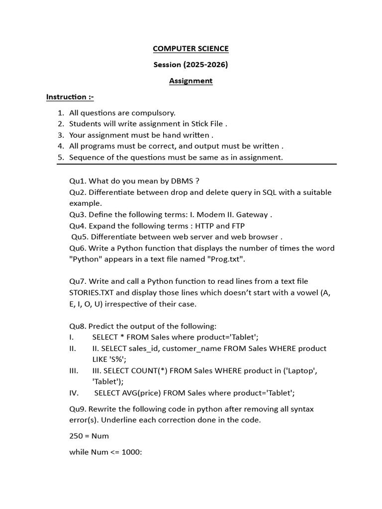 Computer Science Assingment | PDF