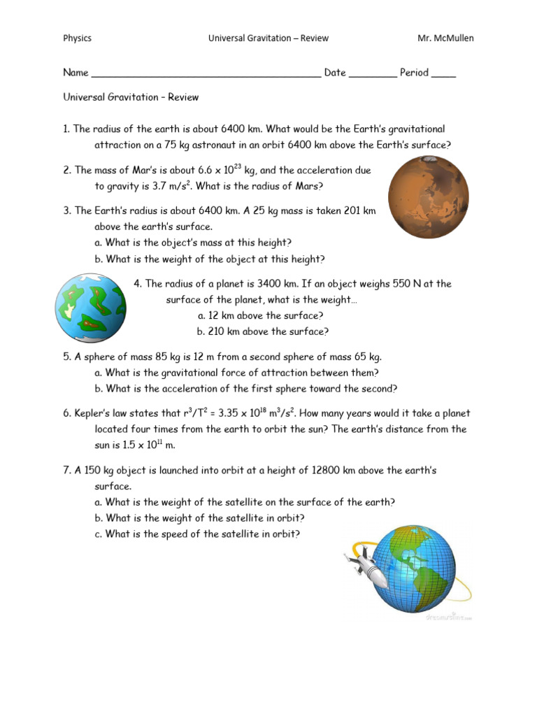 Universal Gravitation Review | PDF