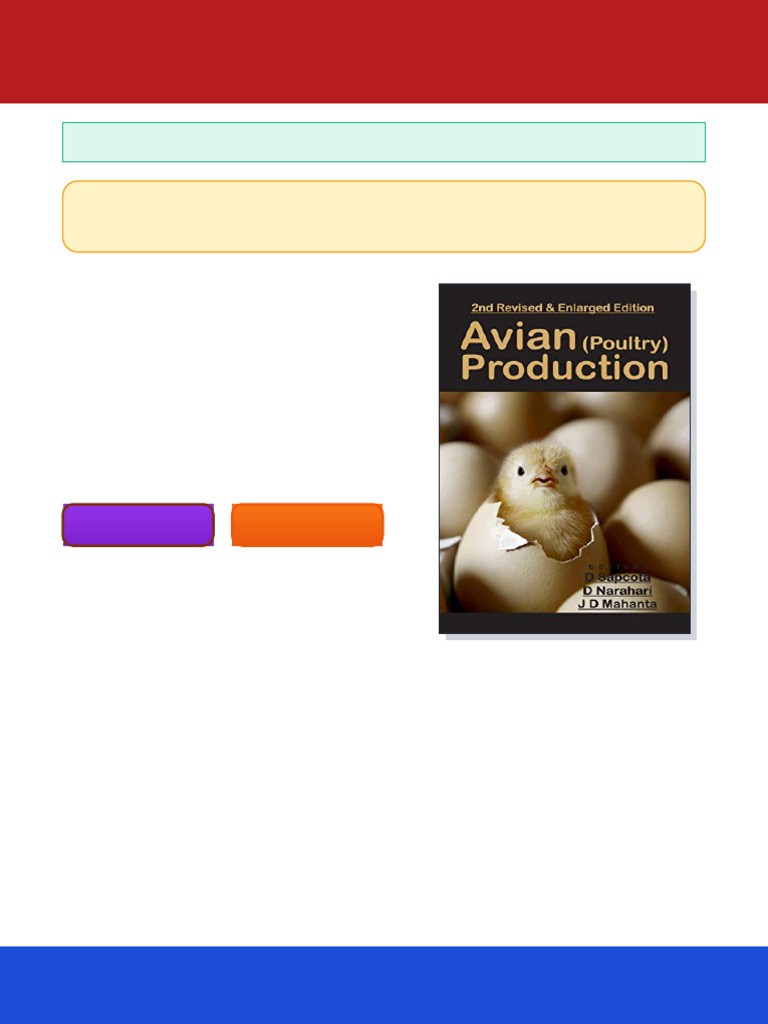 Avian Poultry Production 2nd Revised and Enlarged Edition D. Sapcota ...