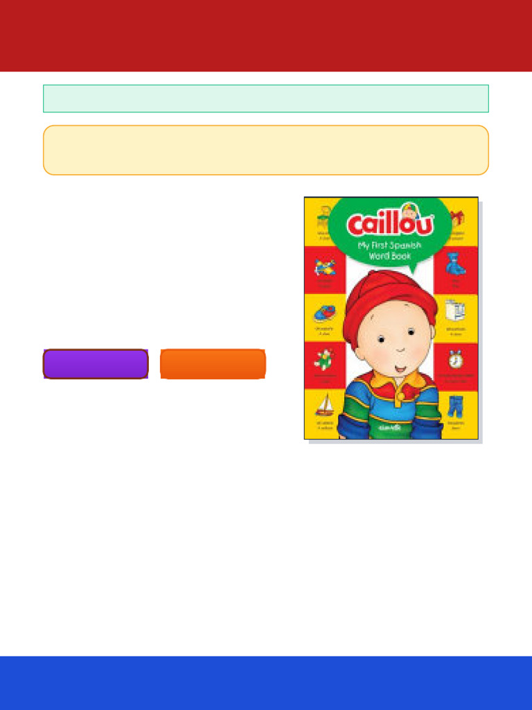 Caillou My First Spanish Word Book 1st Edition Anne Paradis ebook ...