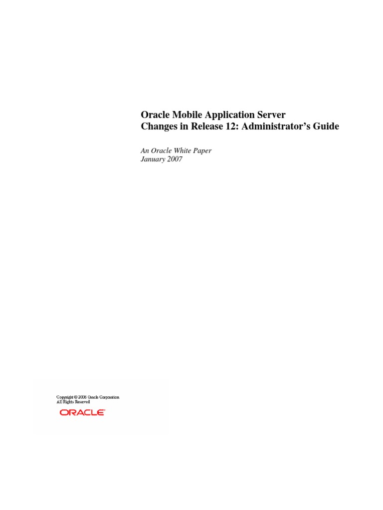 Oracle Mobile Application Server Changes in Release 12: Administrator's Guide | PDF | Command ...