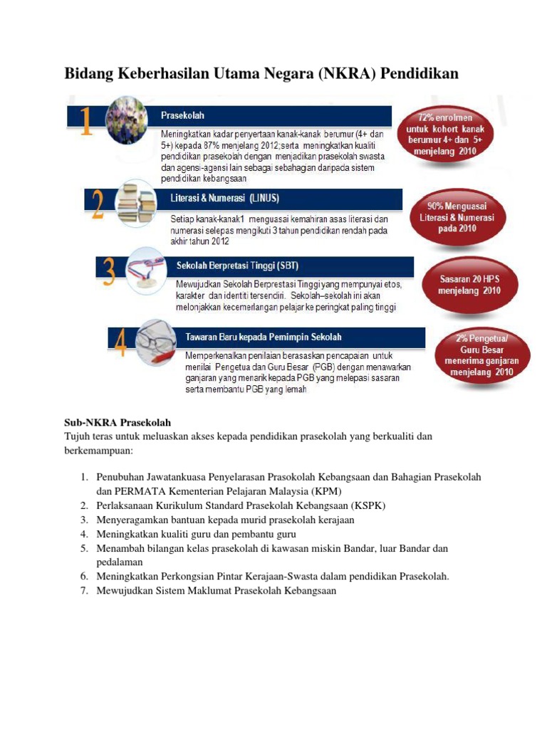 Bidang Keberhasilan Utama Negara (NKRA) Pendidikan | PDF