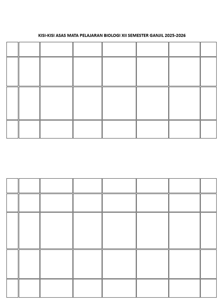 Kisi-kisi Soal Psas 12 Biologi | PDF