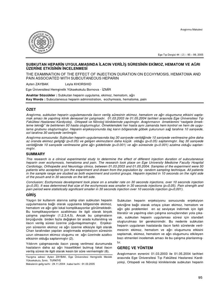 The Examination of The Effect of Injection Duration On Ecchymosis ...