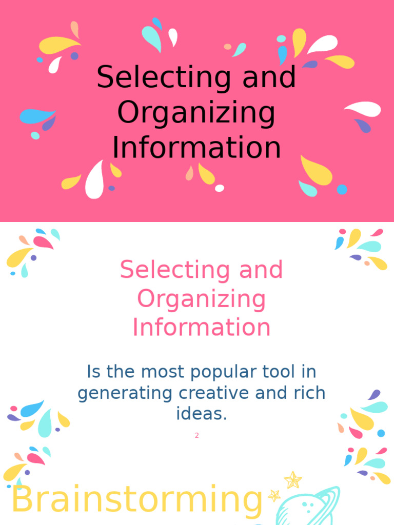 2 Selecting and Organizing Information | PDF | Brainstorming | Graphics