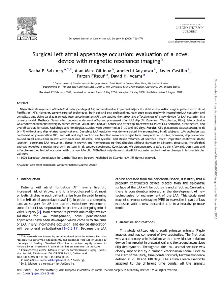 14.surgical Left Atrial Appendage Occlusion - Evaluation of A Novel ...