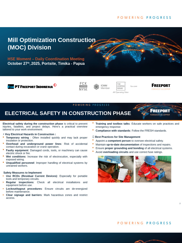 HSE Moment - DailyCoord Meeting - Electrical Safety in Construction ...