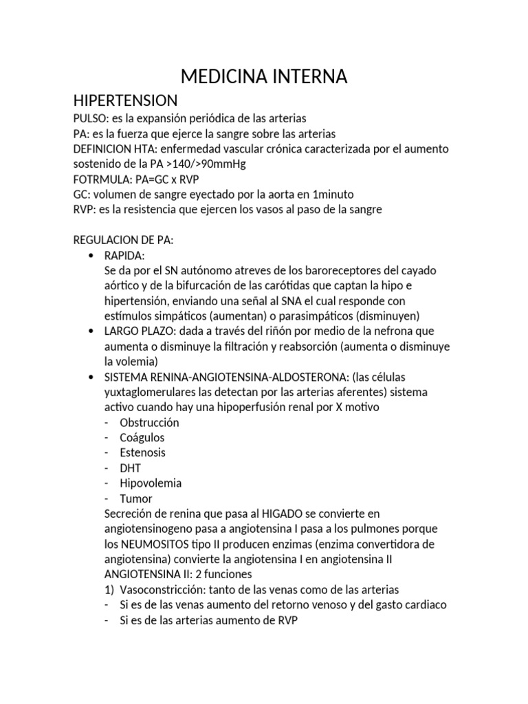 MEDICINA INTERNA Resumen Corregido | PDF | Angiotensina ...