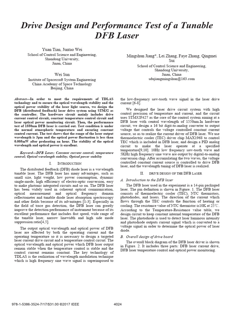 DFB Laser Drive Design and Testing | PDF | Laser | Amplifier