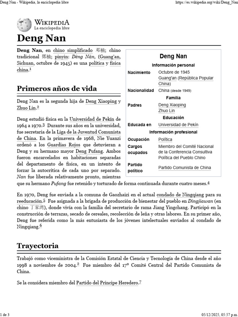 Deng Nan - Wikipedia, La Enciclopedia Libre | PDF | Política de china ...