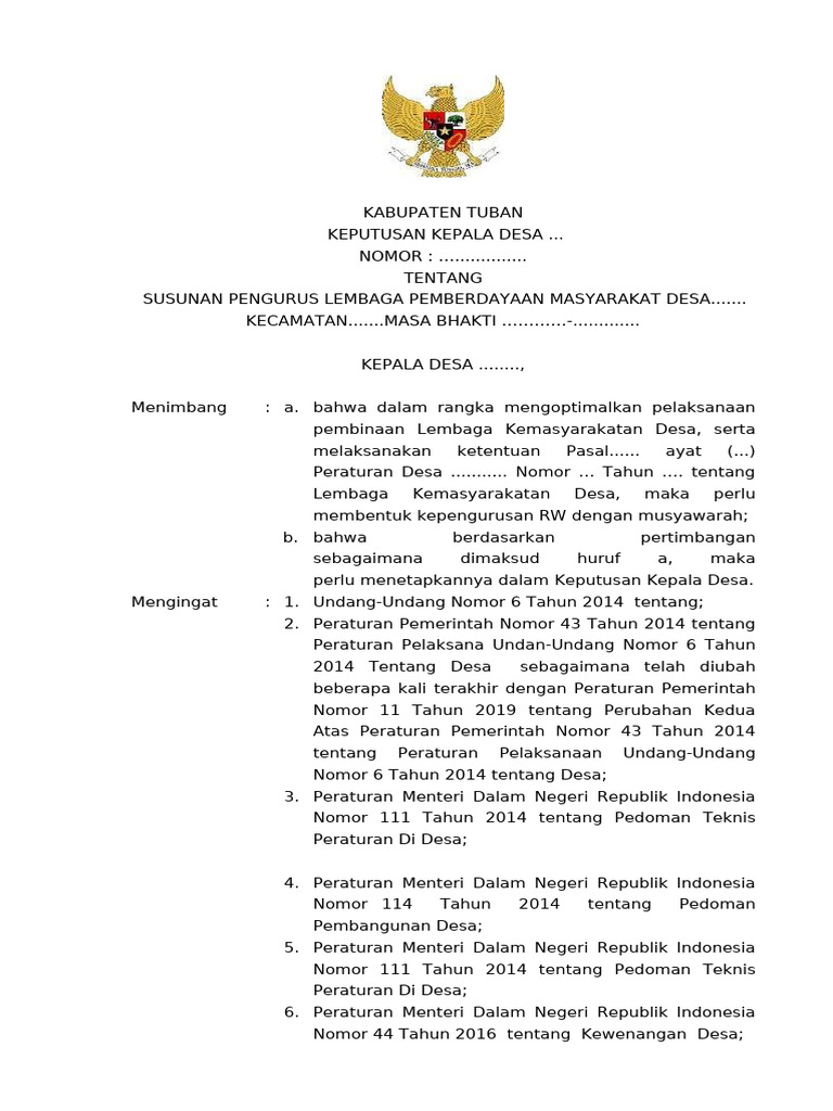 Susunan Pengurus LPM Desa Tuban | PDF